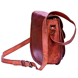 IndianHandoArt 10" Inch Distressed Leather Women's Hippe Leather Purse Crossbody Shoulder Bag Travel Satchel Handbag Ipad Bag.