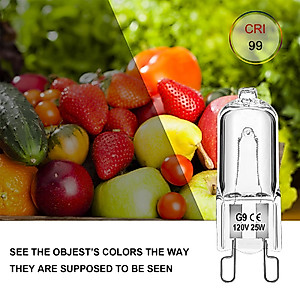 WeshLMPO G9 Bulb 12 Pack, 120V 25W Dimmable G9 Halogen Light Bulbs 2 Pin Base JCD Type, for Range Hood Light, Chandeliers, Pendants, Cabinet Lights, 2700K Warm White