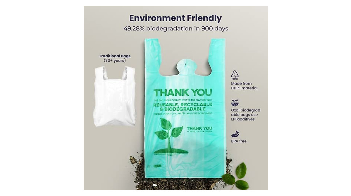 Eco-Friendly Reusable Plastic T-Shirt Bags - 100 Pack