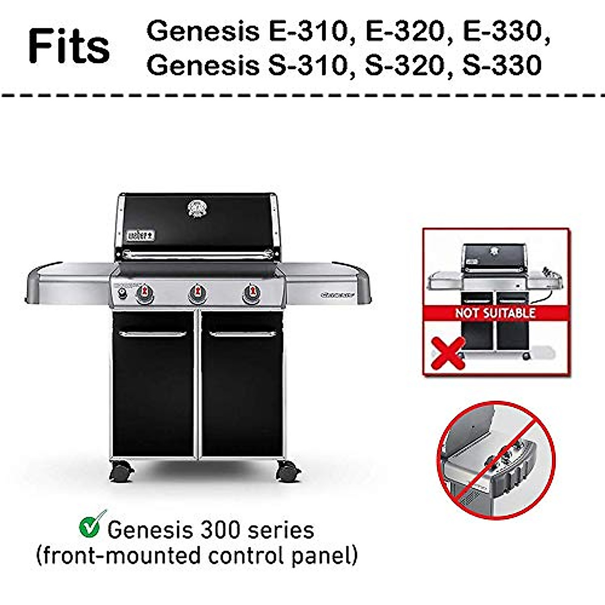 Uniflasy 7622 Heat Deflector for Weber Genesis 300 Series, Genesis E310 E320 E330 S310 S320 S330 Grill Parts with Front Control Knobs (2011 & Newer), Porcelain Steel Flavor Bar for Weber 65505 62756