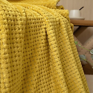 jinchan Fleece Throw Blanket 50"x60" Flannel Blanket for Couch Bed Throw Cozy Soft Throw Blanket Living Room Decor Fluffy Blanket Throw Gifts Mustard Yellow