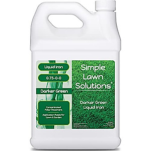 Simple Lawn Solutions - Liquid Iron Fertilizer Darker Green - Chelated Micronutrients - Concentrated Spray Booster for Turf Grass, Indoor Plants and Outdoor Garden (1 Gallon)
