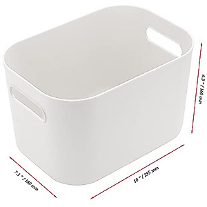 JOIKIT 6 Pack White Storage Bins with Handles, White Bathroom Kitchen Organizer Bin, White Plastic Vanity Storage Bins for Hand Soap, Body Washes, Towels, Shampoos, Lotions, Bath Balls, 10 x 7 x 6.3 Inch