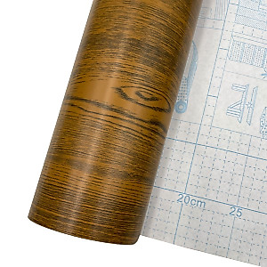 Yifely Dark Brown Walnut Wood Grain Countertop Decor Paper Self-Adhesive Shelf Liner Door Sticker 17.7 Inch by 9.8 Feet