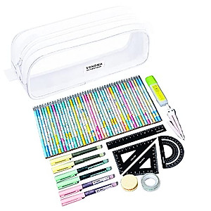 Grid Mesh Pen Pencil Case For Adults 2 Pack Cute Clear Pencil Pouch For Purse Small Transparent Marker Bag For Girls Aesthetic School Pen Organizer Bag Bulk