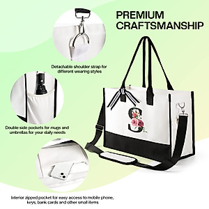 TRSODD Birthday Gifts for Women Mothers Day Gifts for Mom Wife Grandma Daughter Sister Teacher Appreciation Gifts Initial Tote Bag with Adjustable Shoulder Strap and Makeup Bag B