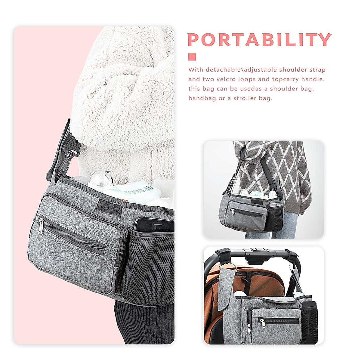Baby Stroller Organizer with Non Slip Straps - Stroller Organizer Bag with Big Capacity, Waterproof Pocket and Insulated Cup Holders by LENTA MALL