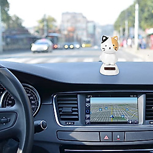 FOMIYES Birthday Gift Kids 2Pcs Car Shaking Head Cat Toys Car Dashboard Cat Figurine Statue Ornament Car Interior Decoration Solar Bobblehead Toys