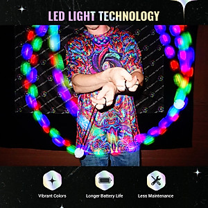 UltraPoi UltraKnob Swivel Handles Set (Pair (2)) - Rechargeable LED Poi Knob Handles - Over 30 Brilliant Rainbow Color Modes & Flashing Patterns - Silicone Knob Set for Poi, Flow Arts & Light Spinning