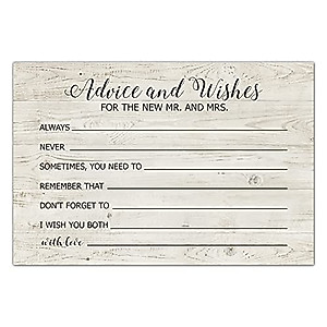 Advice and Wishes Cards for the New Mr and Mrs, Bride & Groom, Newlyweds, Wedding Advice Cards Perfect for Bridal Shower or Wedding, Wedding Guest Book Alternative, Pack of 50 4x6 Inch