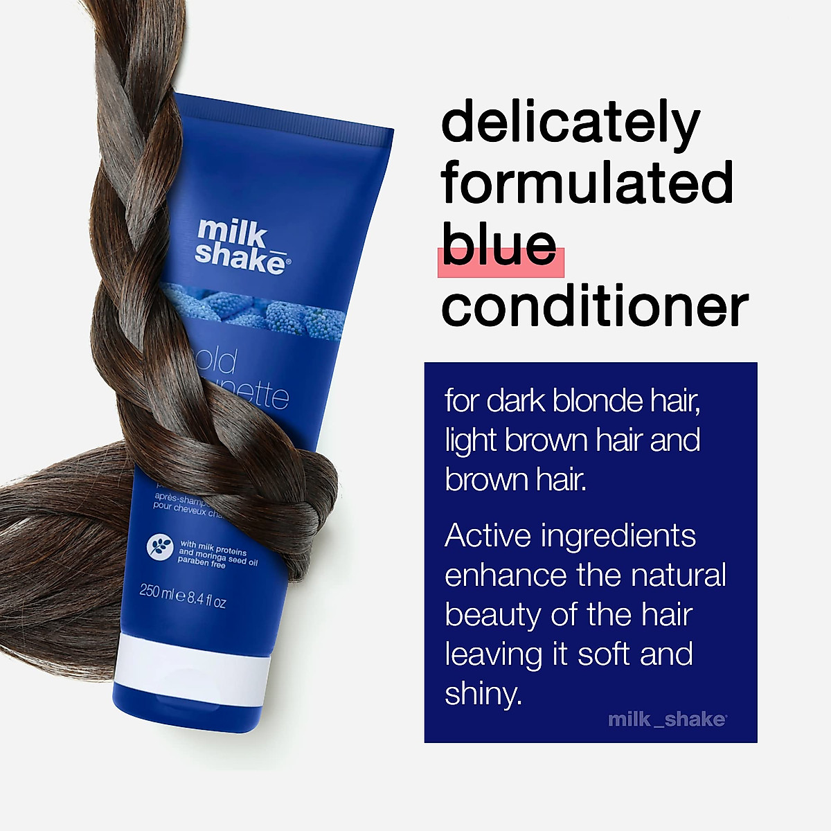 milk_shake Cold Brunette Blue Conditioner for Brunettes with Special Blue Pigments for Light Brown or Dark Blonde Hair - 8.4 Fl Oz (250 ml)