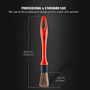 SPTA Car Detailing Brush Set, 5 Pack Soft Mixed Hair Auto Detail Brush Kit No Scratch for Automotive Elegant Surface Interior Exterior Dashboard Emblems Panels Engine Bay Wheels Air Vent Seat Leather