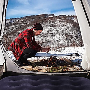 SIXAQUAE Twin Inflatable Air Mattress,9" Raised ,Comfort Flocked Portable Blow up Bed with Patch Kit and Hand Pump for Home Camping Travel