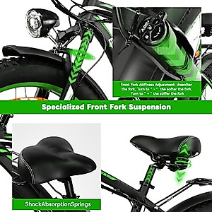 COJMOYOV 2000W Electric Bike with 20Ah Removable Battery 26"×4" Fat Tire Ebike for Adults 35MPH 65Miles Electric Bicycles with Shi-Mano 21 Speed,Lockable Front Suspension,Hydraulic Disc Brake Green