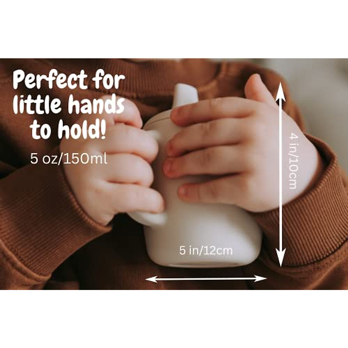 KIDSco. Silicone Sippy Cup and Training Cup for Baby 6 months+ Soft Spout and Handles Unbreakable Easy Grip for Babies 6-12 months and Toddlers 1-3 years 5oz/150ml (Sandy Shore and Green)