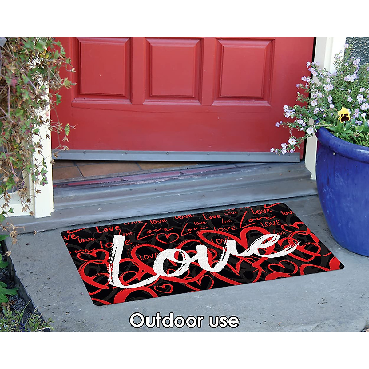 Toland Home Garden 800535 Love Hearts Valentines Door Mat 18x30 Inch Heart Outdoor Doormat for Entryway Indoor Entrance