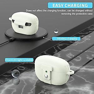 Secure Lock Case for Sony WF-1000XM5 Earbuds(2023), WOFRO Shockproof Anti-Scratch Silicone Protective Cover Skin Designed for Sony WF1000XM5 Sony XM5 Wireless Earbuds with Lanyard&Keychain (White)