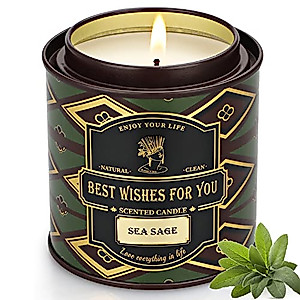 Sage Candles for Cleansing House, 10 oz Candles for Home Scented, 70 Hours Sage Candle for Meditation, Protection, Sage Candles for Cleansing House Negative Energy, Candles Gifts for Women