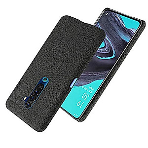 LUSEHNG Case for Oppo Reno2, Solid Color Canvas Smartphone Cover for Oppo Reno2, Slim Duaable Lightweight - Black