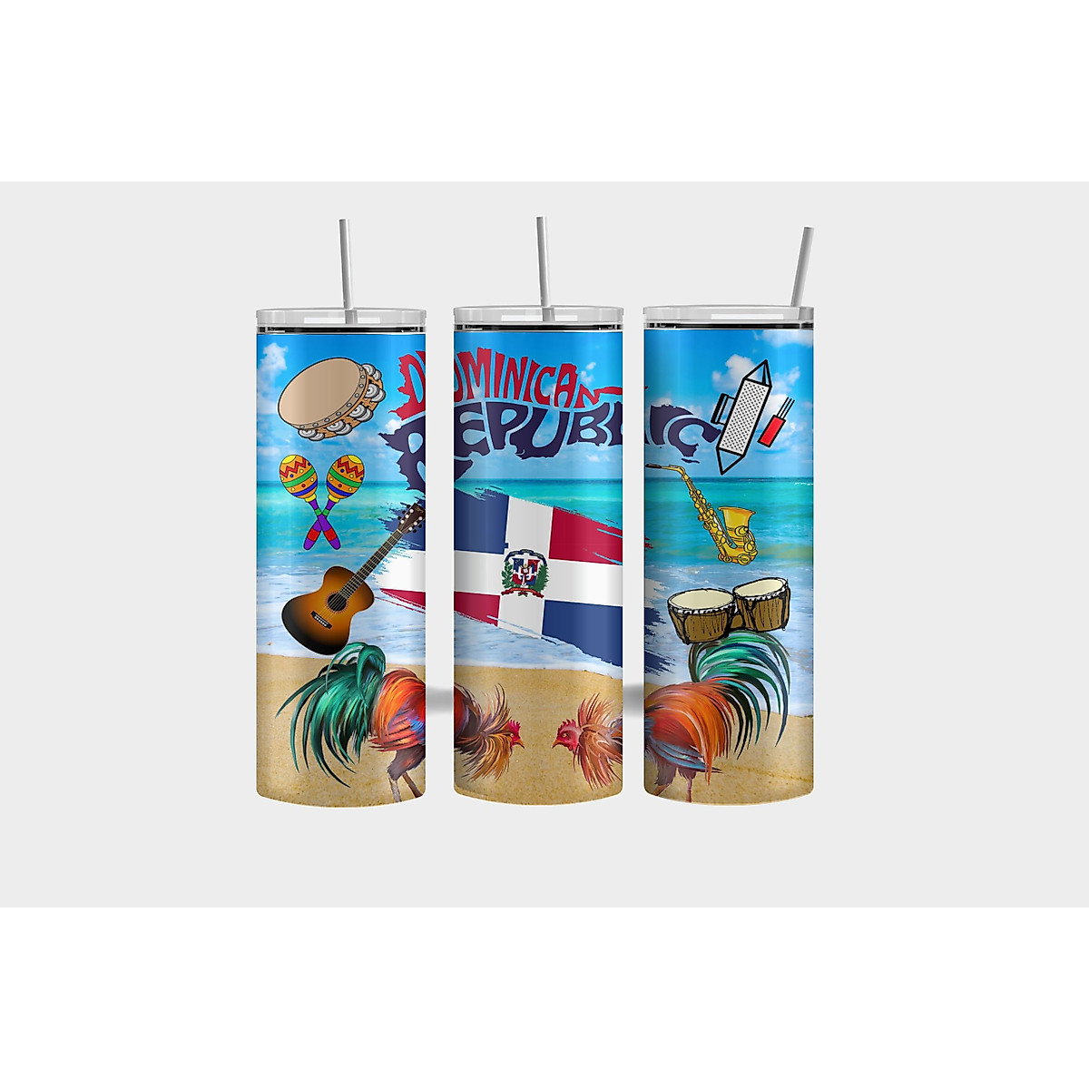 Dominican Republic Flag 20oz | Coffee Cup Stainless Steel Water Bottle With Lid Spill Proof Travel Thermos Cup For Ice Drinks/Hot Beverage| Double Wall Travel Tumble