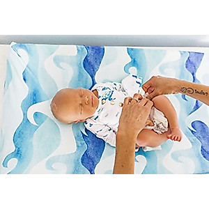 Ocean Wave Fitted Changing Pad Cover, Made from Viscose from Bamboo and Spandex Material, Fits Standard Changing Pad, by Florida Kid Co.