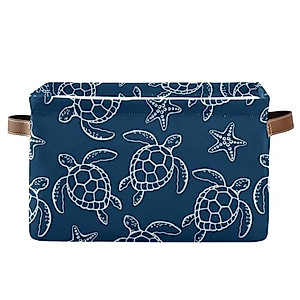 Sea Turtle Storage Basket Bins Foldable Laundry Hamper Toy Storage Bins Box Organizer for Bedroom Office Clothes Pet Nursery Living Room,1 pcs