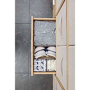 ALYER Foldable Cloth Divider Box with Detachable Plastic Bottom Board | Fabric Bin for Dresser & Shelves | Washable Drawer Organizer for Clothes,Socks,Scarves,Ties,Bras,Lingerie (Gray-large)