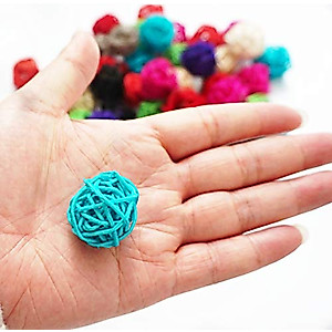 50 Pack Birds Toy Rattan Balls Parrot Parakeet Chewing Toys Pet Bird Chew Toy Parakeet Budgie Cage Accessories Wedding Party Decorative Crafts Hanging DIY Accessories