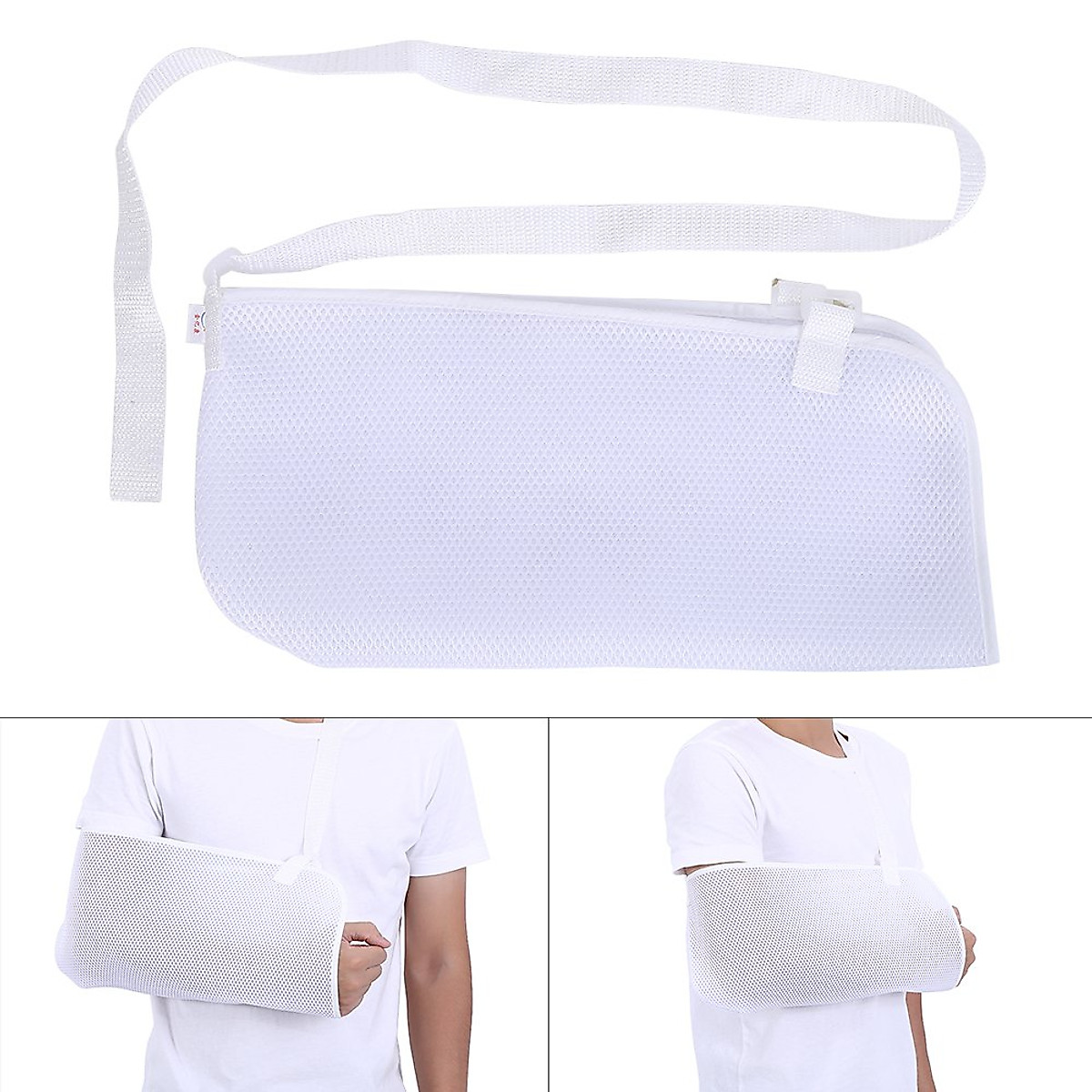 Arm Sling Immobilizer Shoulder Wrist Soft Elbow Brace Forearm Cool Mesh Breathable Support Strap for fracture,Fractured Arm Dislocation Sprain Strain (White)