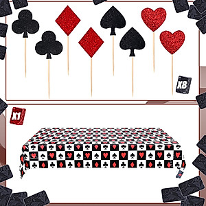 79 Pcs Casino Theme Party Decorations, Las Vegas Party Decorations Casino Birthday Party Decorations Supplies Include Casino Backdrop, Balloon Garland Kit, Tablecloth, Cake Toppers and Foil Balloons