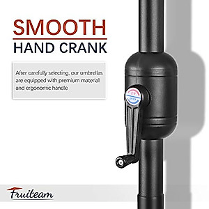 FRUITEAM Patio Umbrella with Solar Light, 7.5FT Table Umbrella Solar Powered Outdoor Umbrella with Easy Tilt and Crank for Garden, Deck, Backyard and Pool (Beige)