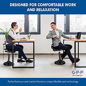 G-PACK PRO Standing Desk Chair – Ergonomic Comfortable Height Adjustable Active Stool - Swivel Sitting Balance Portable Chair - Encourage Good Posture (Black)