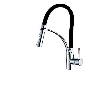 Black LED ORB Kitchen Faucet Pull-Out Sprayer 360 Rotation Single Handle Mixer Tap Sink Faucet Black Rubber Faucets