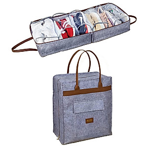 6 Pairs Shoe Bag for Travel Dark Gray Felt Blend Fabric - Travel Storage Bags for Luggage - Shoe Bag for Travel - Shoe Packaging Organizer Storage Bag - Shoe Bag with Luggage Case - Dark Gray