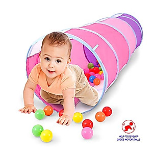 Kids Play Tunnel, Tunnel for Toddlers 1-3, Pop Up Crawl Tunnel Toy for Infant Baby Children Mesh See Through, Collapsible Tent Gift for Girl Boy