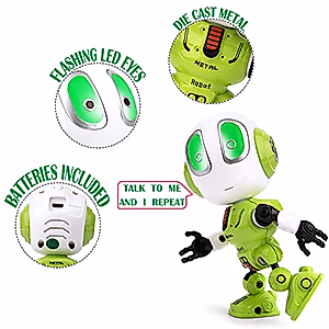 Stocking Stuffers for Kids, Sopu Rechargeable Robot Toys, Mini Talking Robot with Repeats Waht You Say, LED Lights and Cool Sounds Interactive Toy Christmas Stocking Stuffers for Adults Kids (Green)