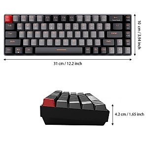 Qisan Mechanical Keyboard Gaming Keyboard Brown Switch 68-Keys Mini Design (60%) Gaming Wired Keyboard White Magicforce