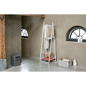 Brabantia - Linn Clothes Rack - Multi-Functional - Space Saver - Adjustable Shelves - Wardrobe Hanging - Drying Rack - Freestanding - Stable - White - Small