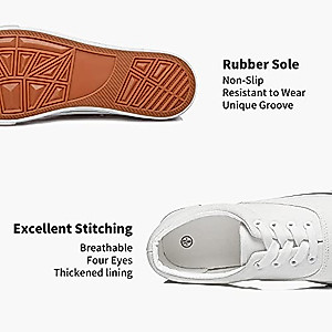 yageyan Mens Low Top Canvas Shoes Lace-up Fashion Canvas Sneakers Casual Shoes for Men Black and White(White,11)