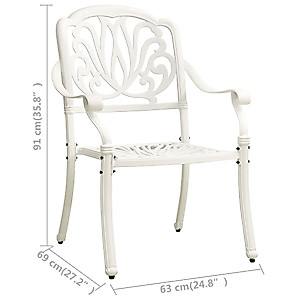 vidaXL 5 Piece Bistro Set - Outdoor Cast Aluminum Patio Furniture with Umbrella Hole - Weather-Resistant, Durable and Comfortable - White