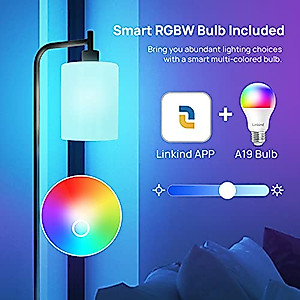 Consciot Industrial Floor Lamp, with White Jade Glass Shade, Smart WiFi E26 RGBW Dimmable LED Bulb(Warm to Daylight), Foot Switch/APP Control, Metal Standing Lamp for Living Room Bedroom Home Office