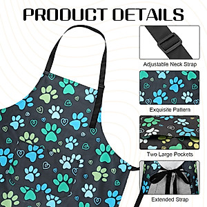 XLSXEXCL Dog Grooming Waterproof Apron with 2 Pockets, Cute Puppy Dog Pets Apron, Grooming Apron for Dog Groomers, Adjustable Painting Gardening Grooming Cooking Apron Gift for Men Women (Dog Paw)