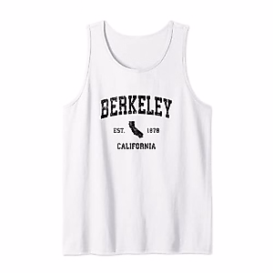Berkeley California CA Vintage Sports Design Black Print Tank Top