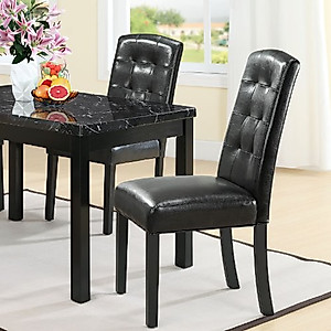Modway Perdure Modern Tufted Faux Leather Upholstered Parsons Dining Chair in Black