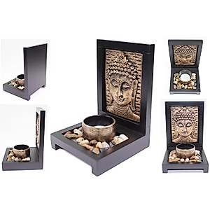 We pay your sales tax Tabletop Bronze Empaistic India Buddha Face Zen Garden with Rock Candle Holder Gift & Home Decor G16276
