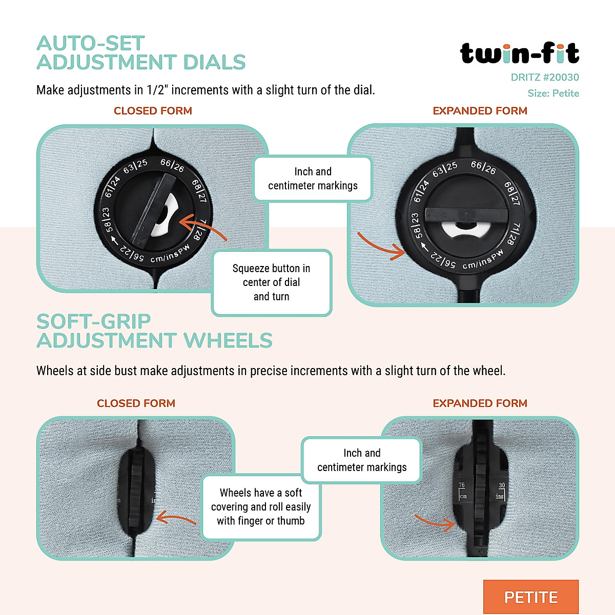 Dritz Twin-Fit Dress Form with Adjustable Tri-Pod Stand, Petite