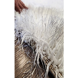 Brilliant Shag Snow White Rug - Indoor Home Living Room Carpet, Size: 7'6" x 10'3", Soft, Plush Rug