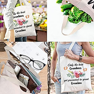 Grandma Canvas Tote Bag New Grandma Announcement Gifts Grandma Shoulder Bag Only The Best Grandmas Get Promoted to Great Grandma Shopping Bag