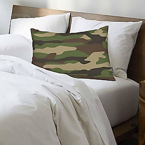 AOYEGO Camouflage Throw Pillow Case Classic Style Camo Pillow Cover Cushion Covers for Couch Sofa Home Farmhouse Decoration King Size 20X36 Inches Green Brown