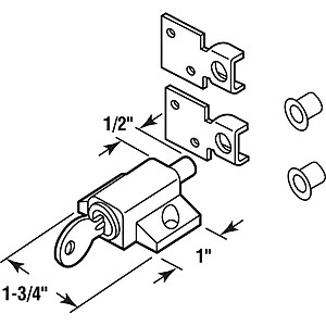 Prime-Line U 9861 Sliding Door Keyed Lock, Push-In – Replace Broken Parts and Add Additional Home Security, Painted Diecast Case, Aluminum Finish (Single Pack)
